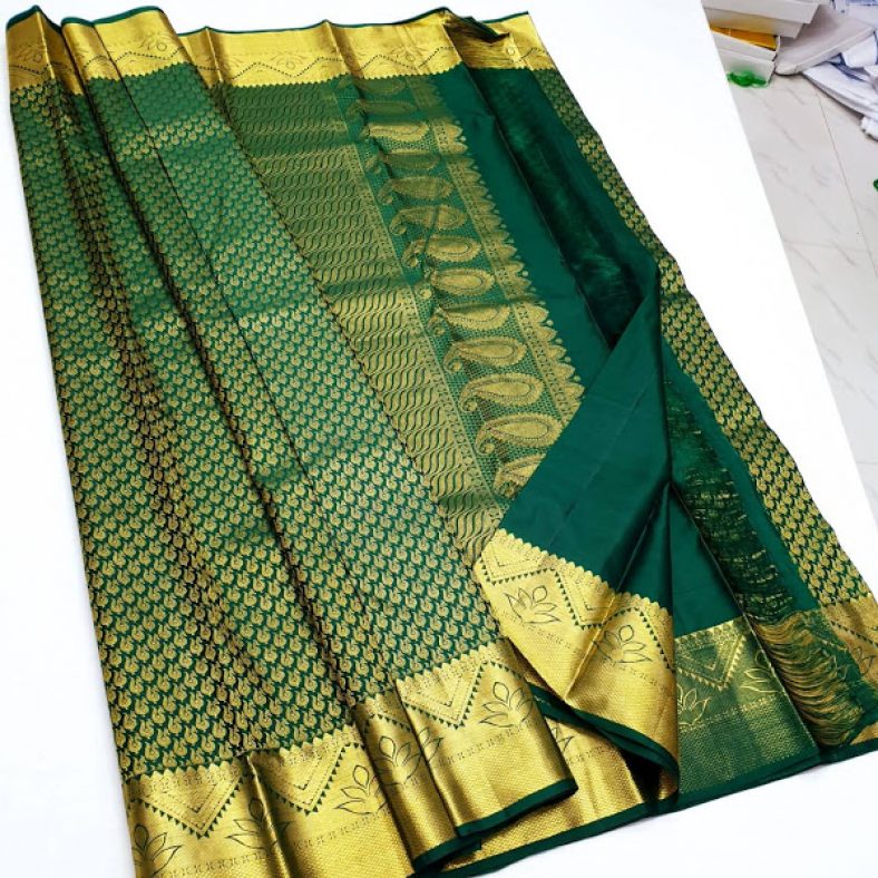 Peacock Design Thick Border Kanchi Bridal Collection Pattu Silk Sarees ...