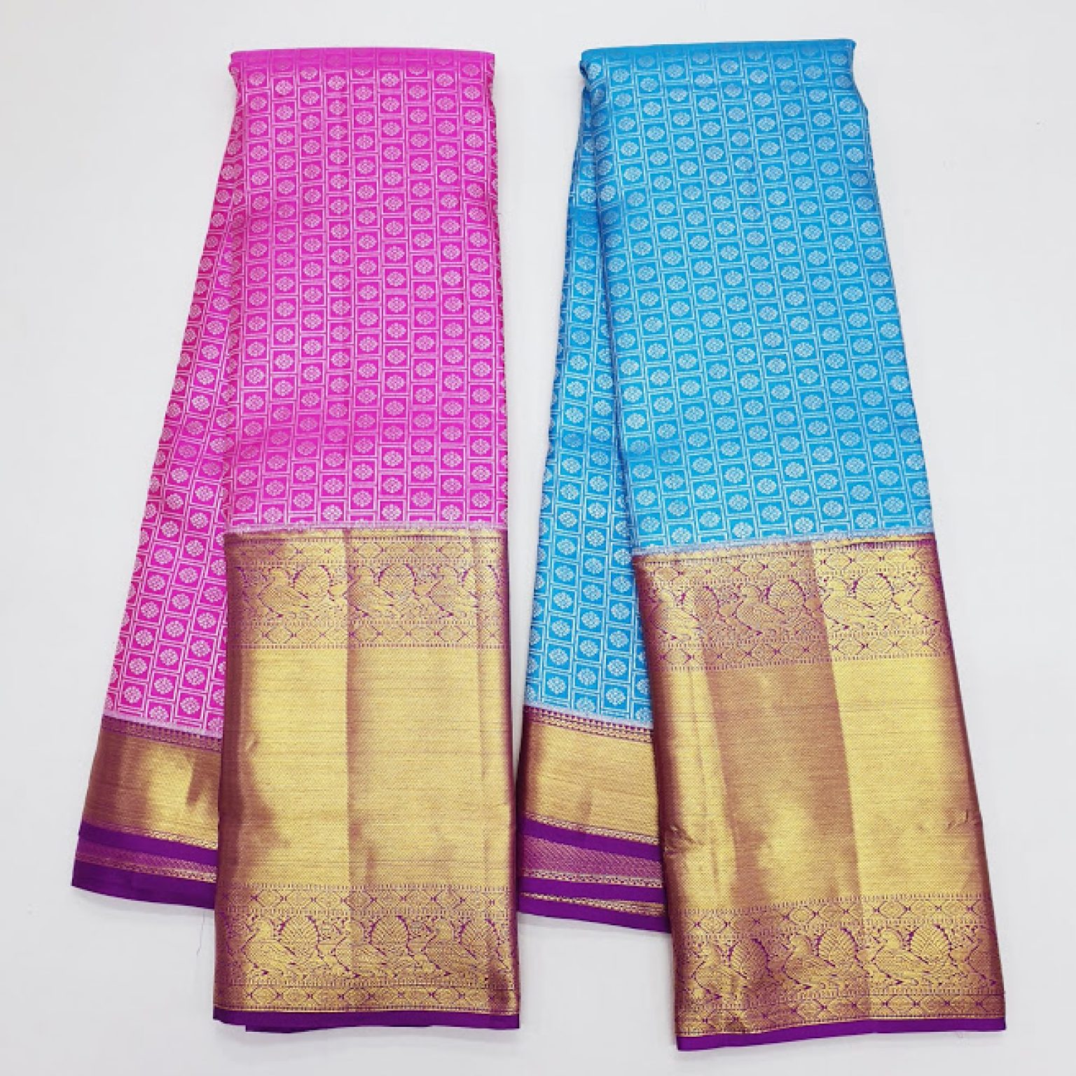 Small Checks Design Kanchipuram pure silk saree bridal collection full ...