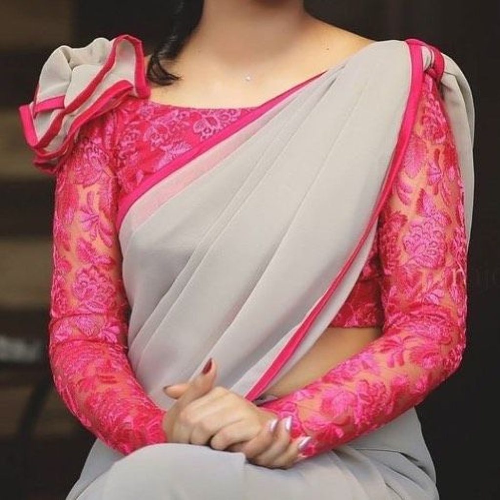 Party Wear Different Designer Blouse Full Sleeve Rose Color ...