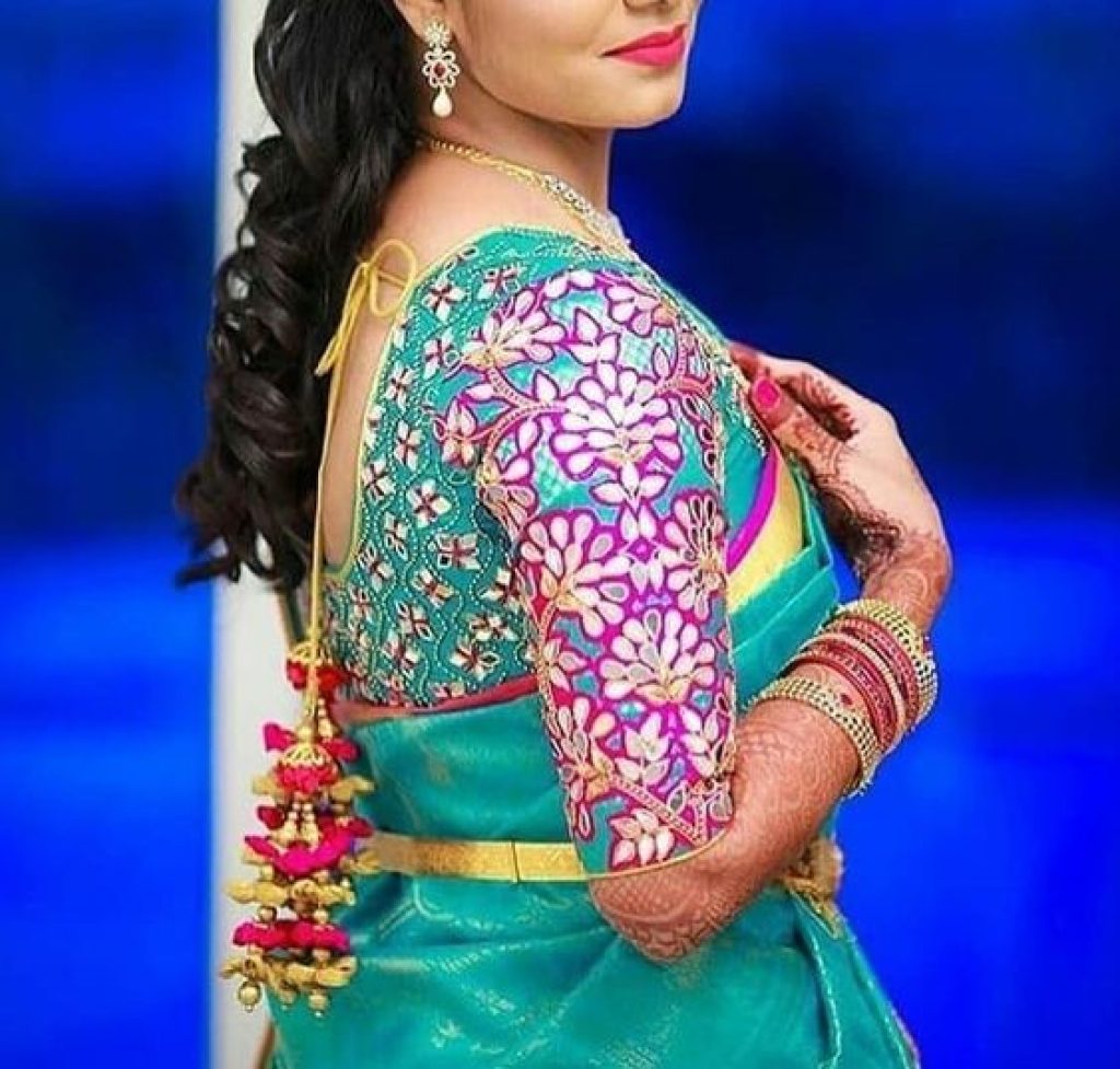 Unique Thread and Chamki Work Designer Blouse Ramar Blue and Purple ...