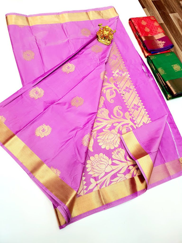 Flower Design Butta Mphoss Saree Rose Milk, Ramar Blue, Green Color w ...