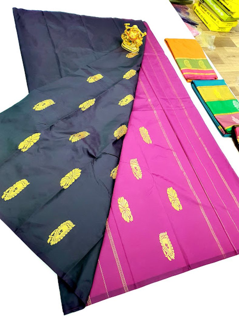 Butta Mphoss Saree Naga Palam Color w/ Blouse – Kanchipuram Silk Sarees