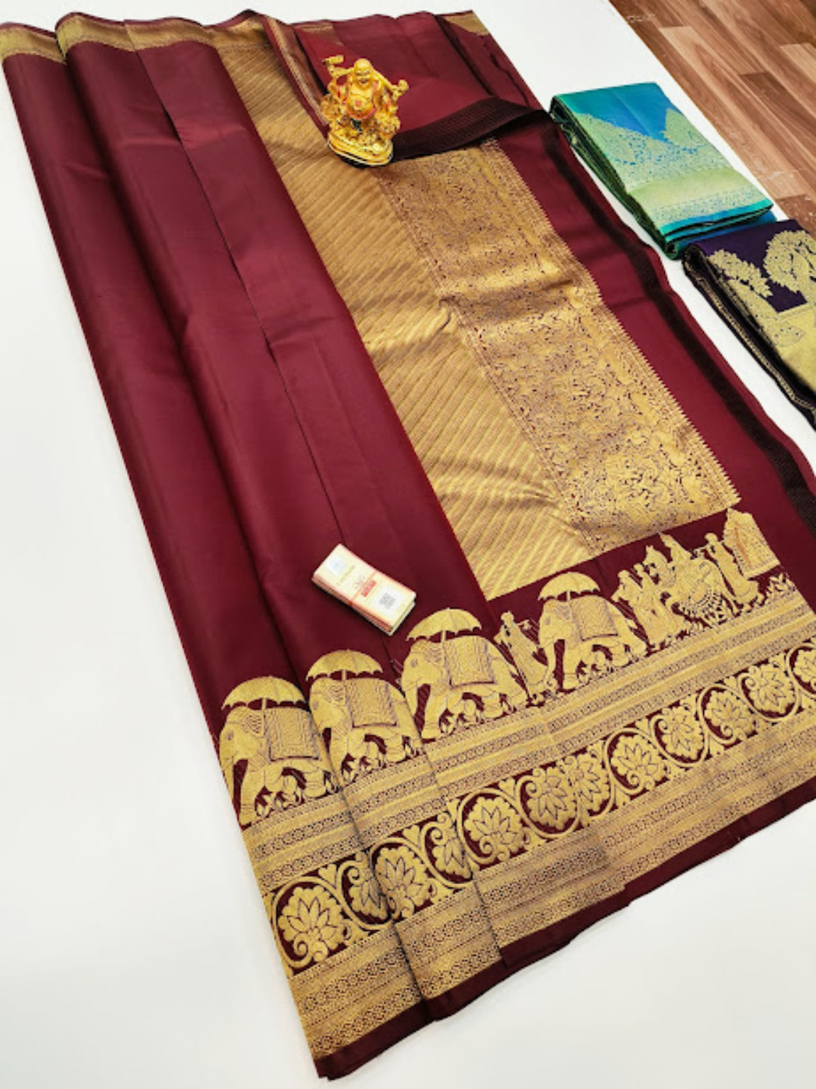 Elephant Design Pure Kanjivaram Fancy Silk Saree Kumkum Red Color ...