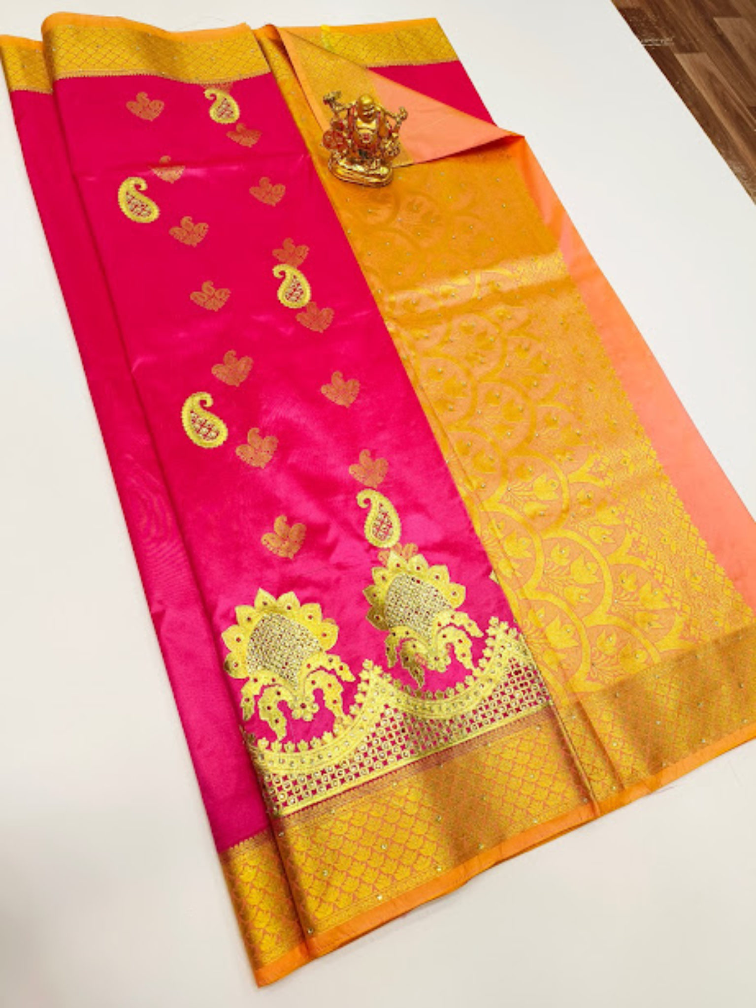 Mango Design Butta Mphoss Saree Pink Color w/ Blouse – Kanchipuram Silk ...