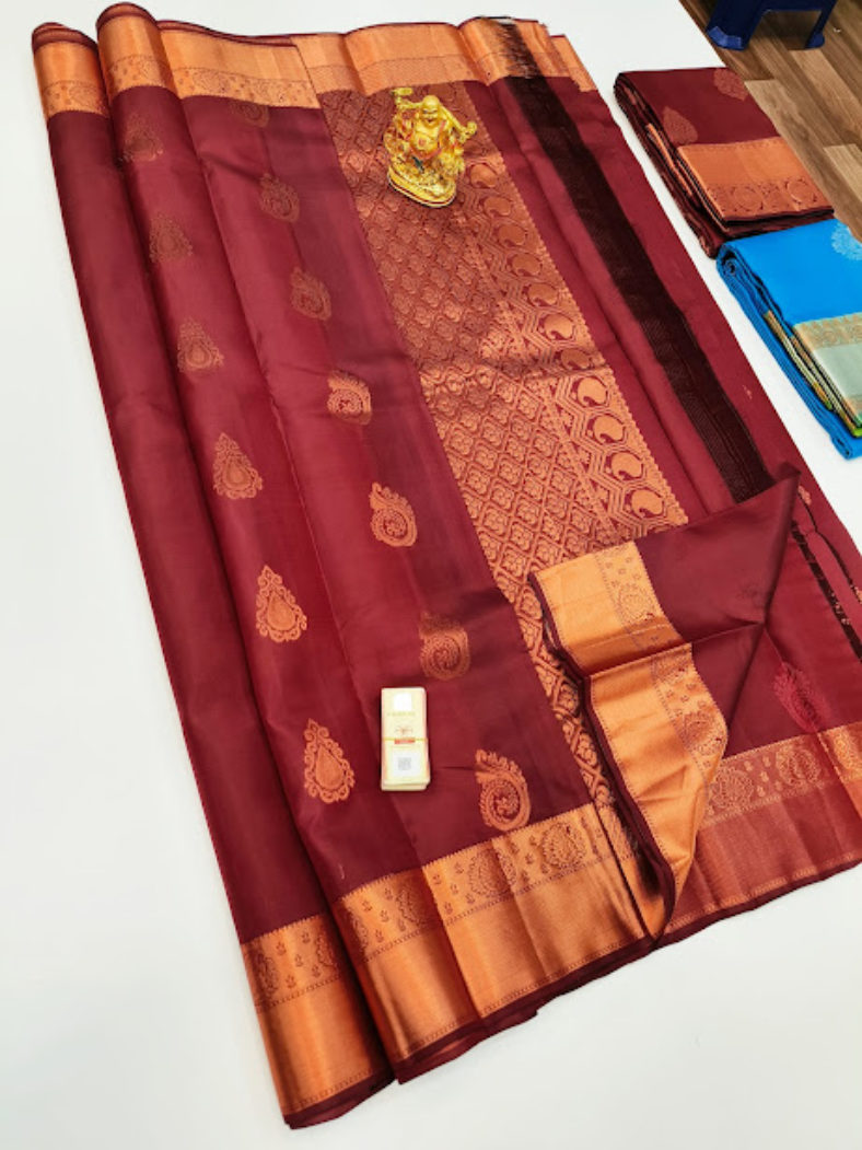 Pure Soft Silk Saree Red Color w/ Blouse – Kanchipuram Silk Sarees