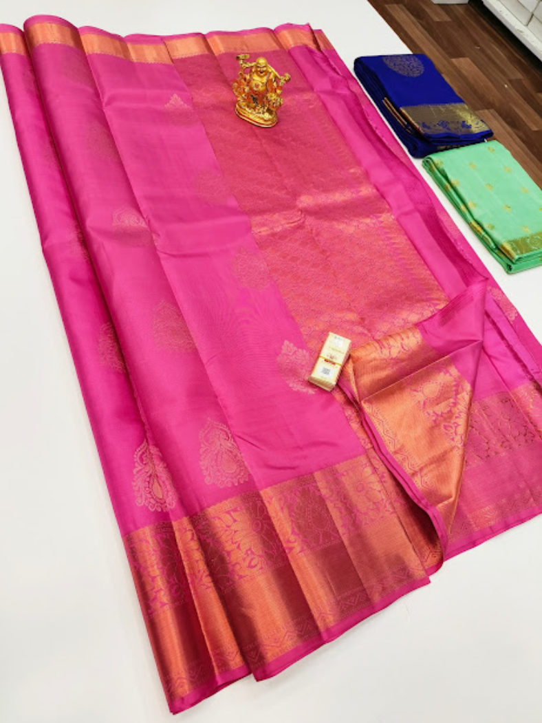 Light Weight Pure Soft Silk Saree Rose Color w/ Blouse – Kanchipuram ...
