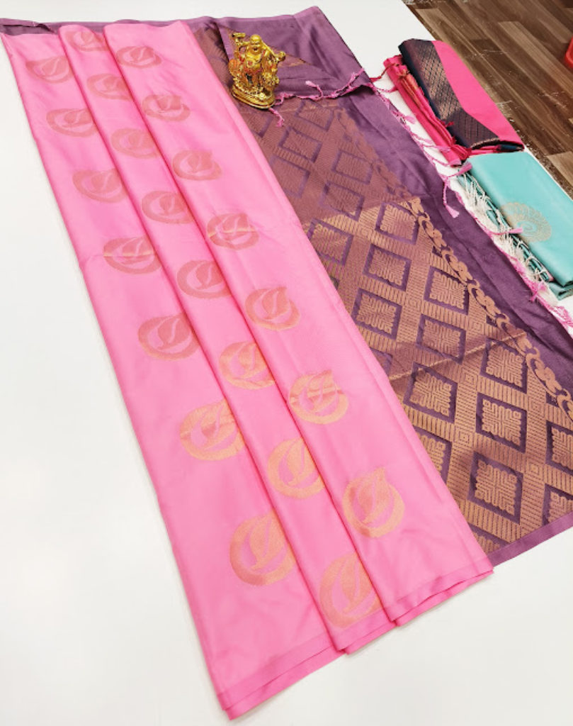 New Design Butta Mphoss Saree Rose Color – Kanchipuram Silk Sarees