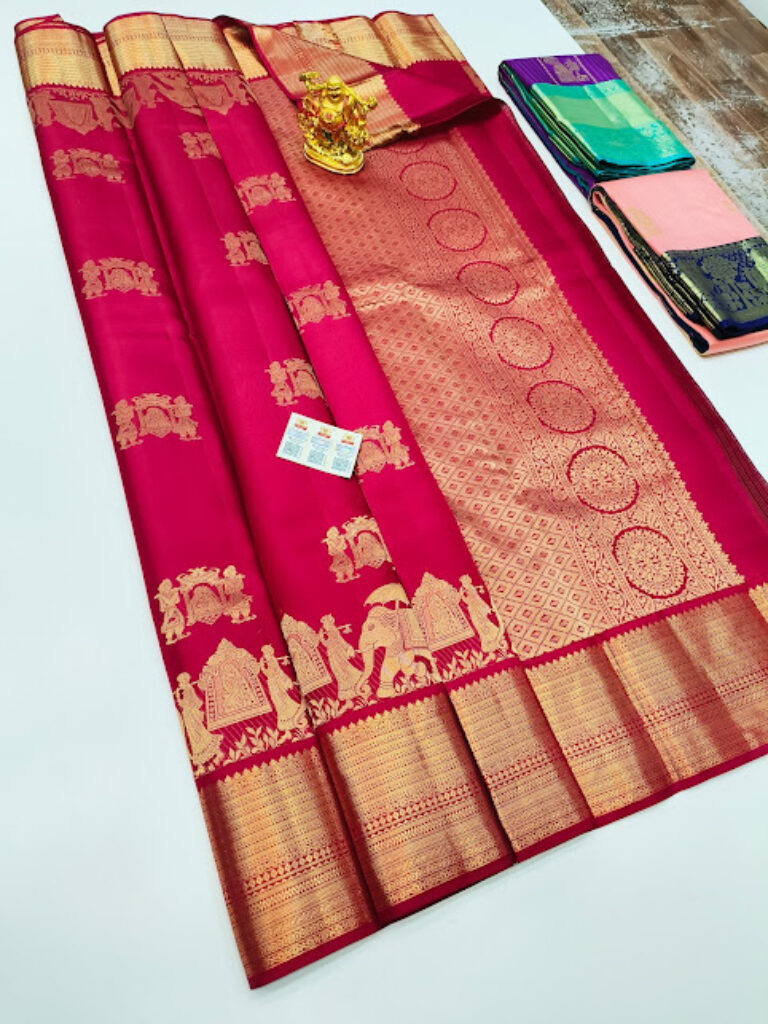 Traditional Design Pure Kanjivaram Fancy Silk Saree Pink Color w ...